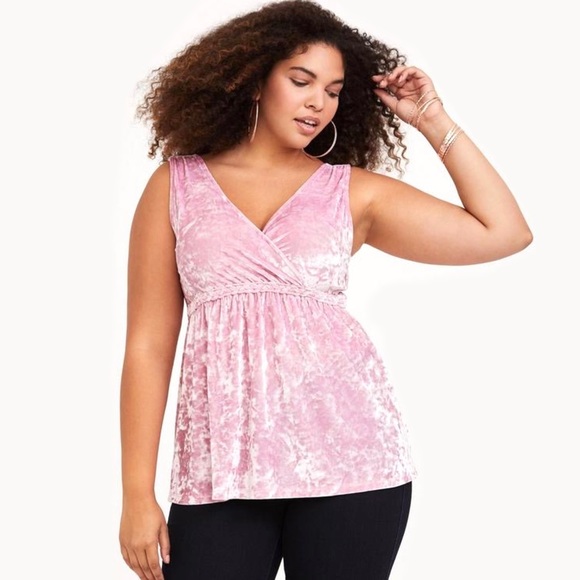 torrid | Tops | Torrid Velvet Surplice Babydoll Tank Pink Sz Large 2 ...